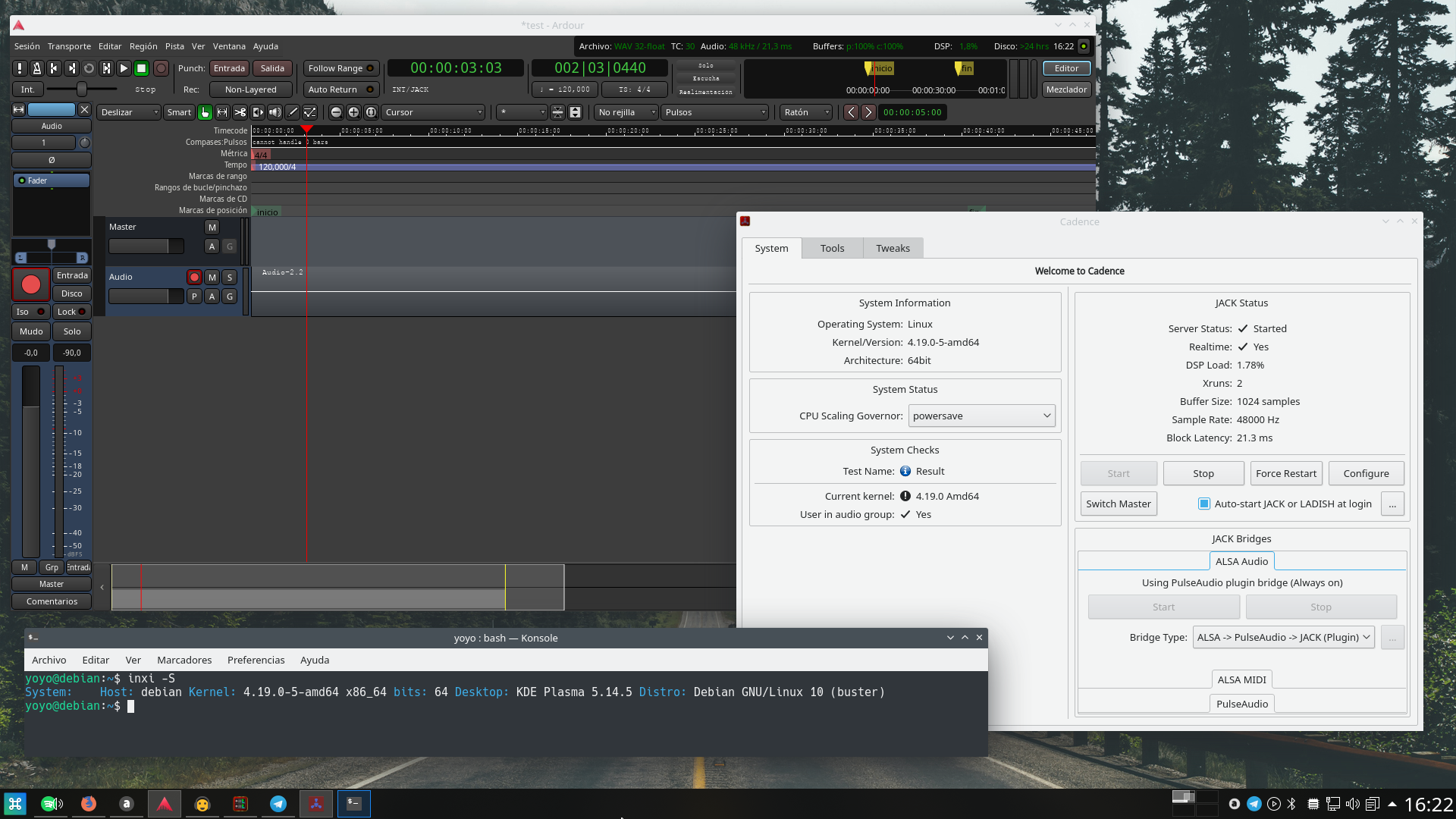Instalar y configurar JACK y PulseAudio Bridge vía Cadence en Debian y ...