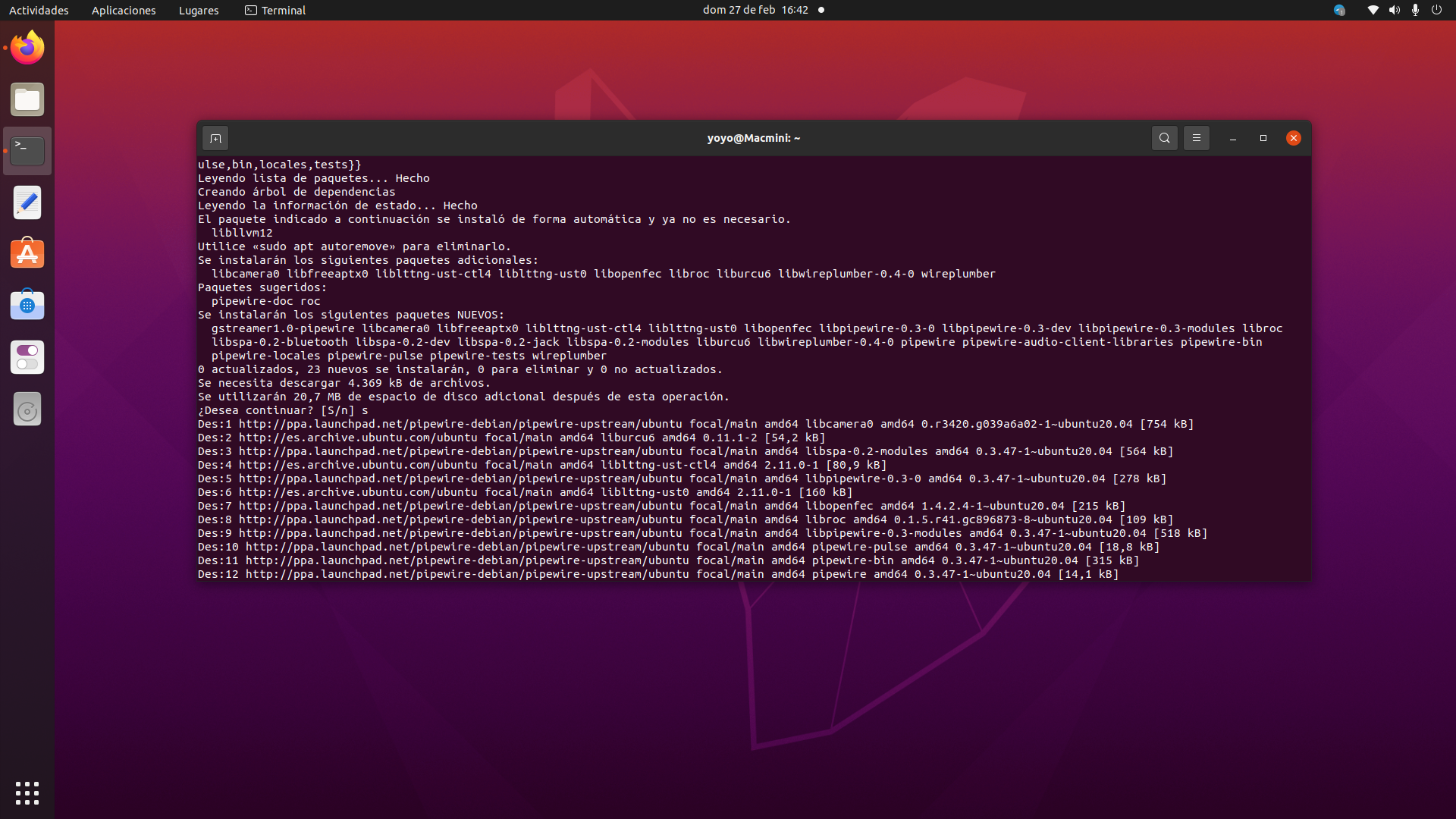 Cómo instalar PipeWire y WirePlumber en Ubuntu 20.04.4 LTS y dejarlos por defecto (tutorial ...